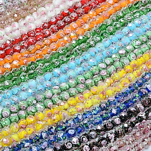 80pcs Flower Glass Bead Gold Sand Lampwork Beads Glass Handmade Round Loose with Hole 2mm Beads for Rosary Making Jewelry Craft Making (10MM)