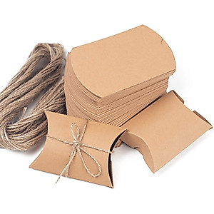 Shindel Pillow Box, 3.5"x2.6"x1", 50 PCS Small Gift Boxes Candy, Jewelry Packaging Boxes Mini Kraft Boxes Wedding Present Thanksgiving Day Treat Boxes