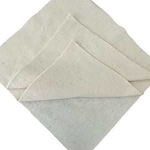 F as in Fabric Light Weight 100% Cotton Muslin Fabric Square Bundles, Unbleached Squares, Precut, Embroidery Squares (Natural, 10"x10" 15 Pieces)