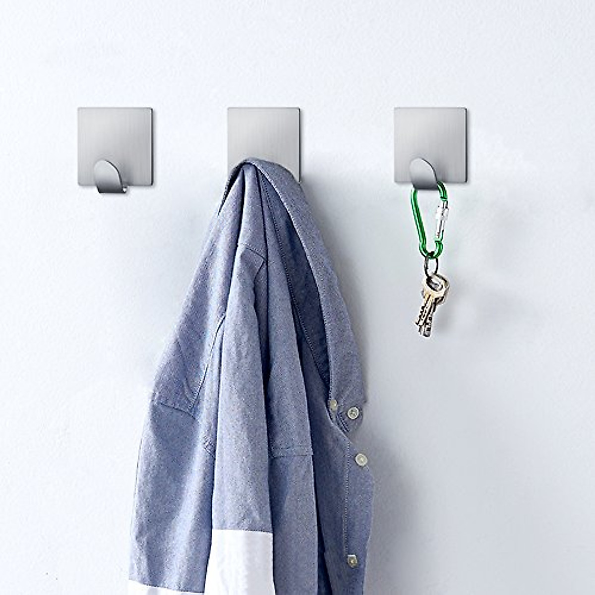FOTYRIG Heavy Duty Adhesive Hooks Stick on Hooks Stainless Steel Waterproof Wall Hooks Hangers for Hanging Robe, Coat, Towel, Keys, Bags, Lights, Calendars -Home Kitchen Bathroom 4-Pack