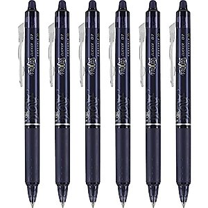 PILOT FriXion Clicker Erasable, Refillable & Retractable Gel Ink Pens, Fine Point, Navy Ink, 6-Pack (13607)