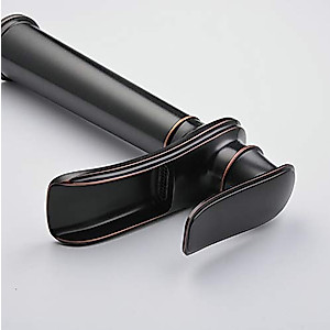 Waterfall Spout Commercial Bathroom Vessel Sink Faucet Single Handle One Hole Deck Mount Oil Rubbed Bronze Lavatory Mixer Tap