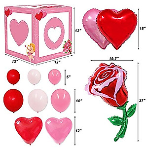 Valentine's Day Party Decorations Supplies Love XOXO Sign Balloons Boxes Blocks Decorations Set Red Pink Heart Balloons Arch Garland for Valentine Surprise Box Wedding Bridal Shower Photo Props Favors