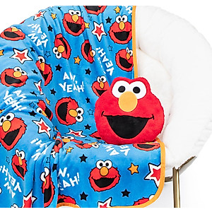 Jay Franco Sesame Street Elmo Plush Pillow and 40" Inch x 50" Inch Throw Blanket - Kids Super Soft 2 Piece Nogginz Set (Official Sesame Street Product)