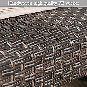 Ulax Furniture Outdoor Wicker Club Chairs Patio Wicker Padded Rocking Motion Conversation Arm Chair for Poolside, Garden, Porch, Set of 2