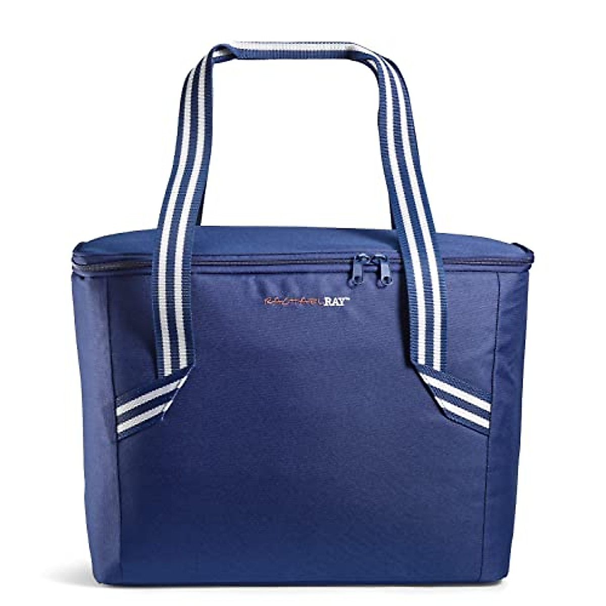 Rachael Ray Field Tote Cooler Bag, Soft Sided Zippered Cooler Tote, Insulated and Leak Proof Grocery Bag, Portable Travel Cooler, Hot or Cold Carrier, Navy