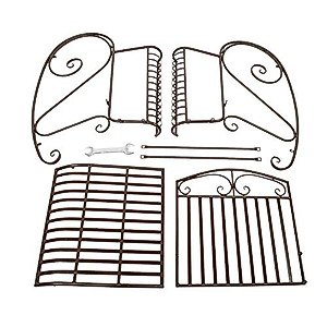 INXXCOROO Outdoor Wrought Iron Bent Arm Single Rocking Chair, Dark Brown