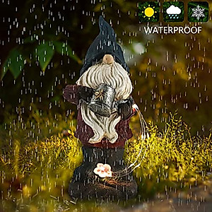 DKJOCKY Garden Gnomes Statues,Resin Knomes Figurine with Watering Can Solar Lights,Outdoor Statues Garden Decor for Patio Yard Lawn Porch Art Ornament Gift，13inch