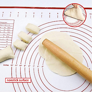 AITAOGO Silicone Pastry Mat, Non Stick Silicone Mat, Upgrade with Measurement Nonslip Baking Mat, Used for Rolling Dough, Pie Crust and Pizza, Durable Easy Clean Pastry Mat (red)