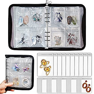 Transparent Jewelry Storage Book Earring Organizer, Jewelry Organizer Travel Earring Case Album Jewelry Container Jewelry Bags, Make Jewelry Organized and Prevent Oxidation(70 Grids+60 Zipper Bags)