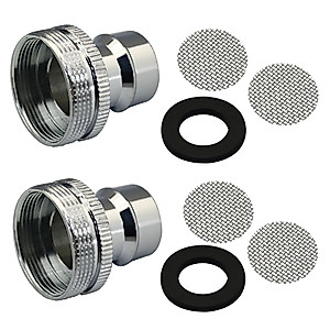 2 Pcs Dishwasher Faucet Thread Adapter, 15/16-27 Male or 55/64-27 Female Dishwasher Snap Adapter Connection, Chrome (with Filter)