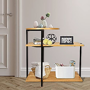 Babion Console Table with 1 Round table, Narrow Console Table Living Room, Entryway Table with 3-Tier Storage Shelves, Sofa Table/Living Room Tables for Couch, Hallway, Kitchen, Foyer