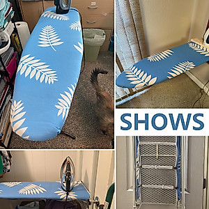 SheeChung 14x42 Inch Over-The-Door Ironing Board Replacement Pad/Cover,100% Cotton Iron Board Cover and Heavy-Duty Extra Thick Pad,Resists Scorching and Staining,Snug fit Ironing Board Cover