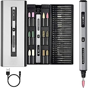 ARROWMAX Electric Engraving Pen, Polishing Pen with 42 Bits, Aluminum Case, Smart Motion Control, OLED, Bluetooth, APP, Wireless Magnetic Charge, for Jewelry, Wood, Glass, Stone, Carving (SGS PRO)