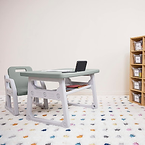 ECR4Kids Toddler Plus Desk and Chair, Kids Furniture, Grey/Light Grey