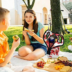 Naanle Floral Flower Insulated Zipper Lunch Bag Cooler Tote Bag for Adult Teens Kids Girls Boys Men Women, Poppy Lunch Boxes Lunchboxes Meal Prep Handbag for Outdoors School Office