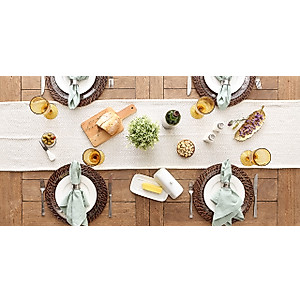 DII Woven Basic Tabletop Collection Chevron Table Runner, 15x72, Off-White