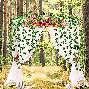 HATOKU 12pcs 84ft Fake Ivy Vines Artificial Ivy Leaves Fake Ivy Garland Greenery Hanging Vines for Wedding Bedroom Wall Indoor Outdoor Home Decoration