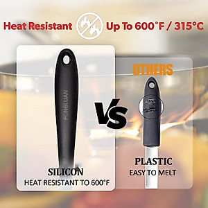 FONGLUAN Silicone Nonstick Utensils, Set of 3, Kitchen Utensils Set, Silicone Cooking Utensils Set, Turner/Spatula and Spoons - Heat Resistant, Nonstick Cookware, Dishwasher Safe, Black