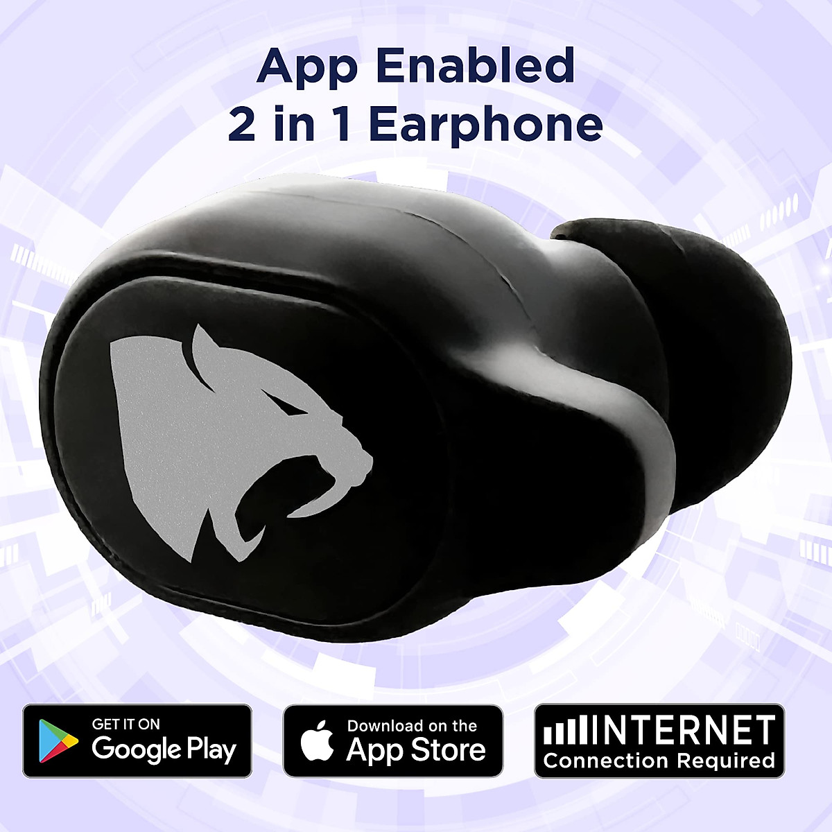 Sabertooth VLT450 Smart Voice Language Translator Single Ear Bud with Direct Talk Software to Complete Seamless Voice Language Translation, Translates up to 60 Languages, Compatible with IOS & Android