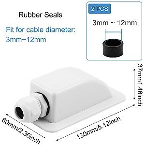 DKARDU Cable Entry Gland Solar Single Port Waterproof Housing Cable Duct ABS IP68 3-12mm for RV Boats, 2 PCS Solar Panel Wiring Mounting Brackets for Motorhomes Campervans Caravans, White
