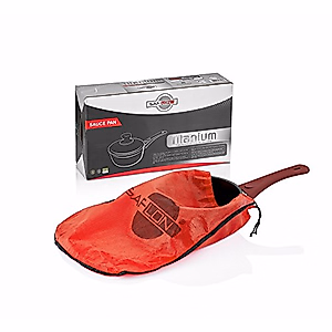 Saflon Titanium Nonstick 3-Quart Sauce Pan with Tempered Glass Lid, 4mm Forged Aluminum with PFOA Free Coating from England (Red)