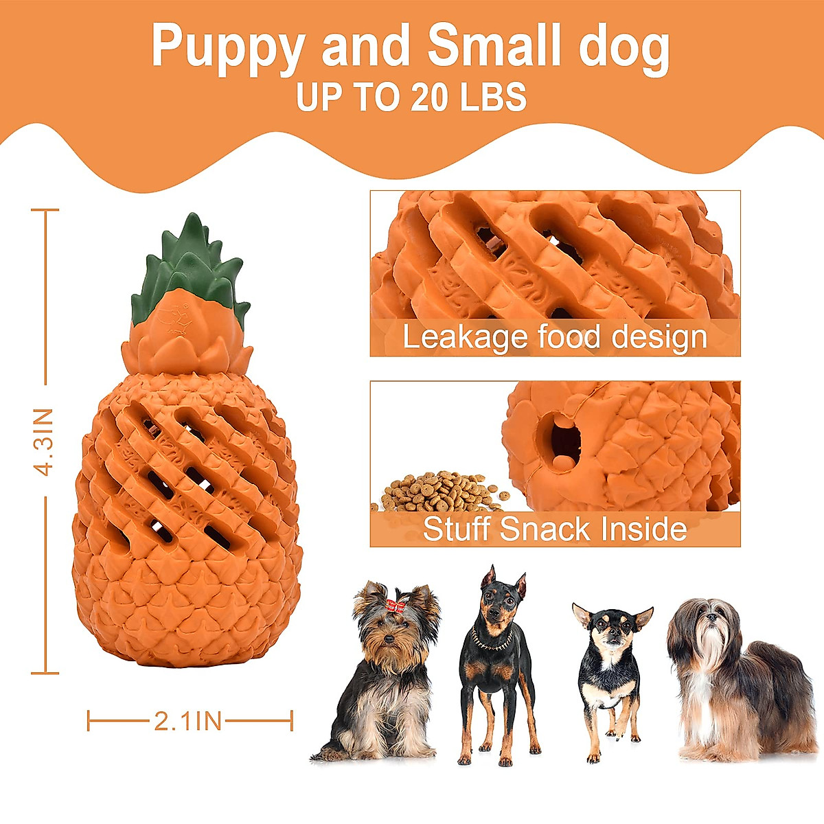PETOPIA Small Dog Toys, Pineapple Tough Dog Toys for Aggressive Chewers, Indestructible Dog Toys for Aggressive Chewers, Dog Toys for Aggressive Chewers (Small)