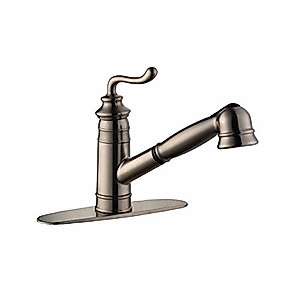 Derengge Stainless Steel Single Handle Pull Out Kitchen Sink Faucet, Contemporary Brushed Nickel Pull Down Kitchen Faucet,FS-825-KGSS