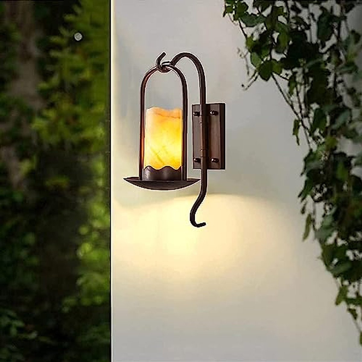 BAUFAS Wall Sconce Light Fixture Waterproof Wall Sconce Light Fixture Wrought Iron Marble Candle Outdoor Wall Mount Light Exterior Wall Sconce Lighting Waterproof Stairs Porch Lights Fixtures