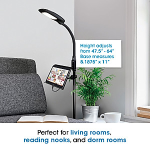 OttLite LED Floor Lamp with USB Charging Port & Tablet Stand - ClearSun LED Technology - 4 Brightness Settings & 3 Color Temperature Modes - Touch Activated Controls, for Home, Reading & Dorms