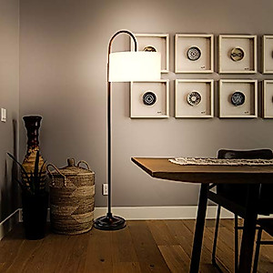 Brightech Nora Bright Arc Tall Lamp, Contemporary LED Floor Lamp, Standing Lamp for Living Rooms & Offices, Mid-Century Modern Standing Lamp with Heavy Base for Bedroom - Black