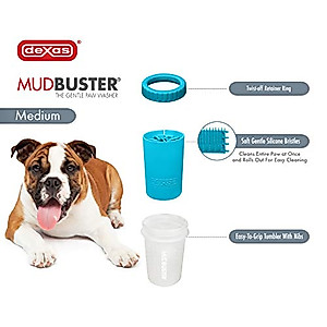 Dexas MudBuster Portable Dog Paw Cleaner, Medium, Blue