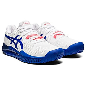 ASICS Women's Gel-Resolution 8 Tennis Shoes, 7.5, White/Lapis Lazuli Blue