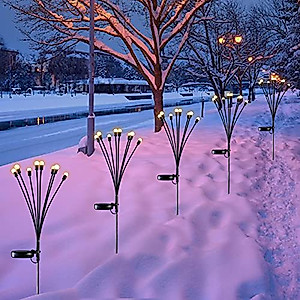 Pelican Mate 6 LED Solar Powered Garden Lights, Firefly Swaying Starburst Light Outdoor Waterproof for Pathway Yard Patio Landscape Decorative, Warm White 2PACK