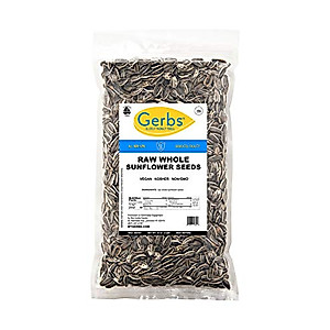 GERBS Raw Whole Sunflower Seed In Shell 2 lbs., Top 14 Allergy Free Foods, Healthy Superfood Snack, Non GMO, No Oils, No Preservatives, Resealable Bag, Gluten Free, Peanut Free, Vegan, Keto, Kosher