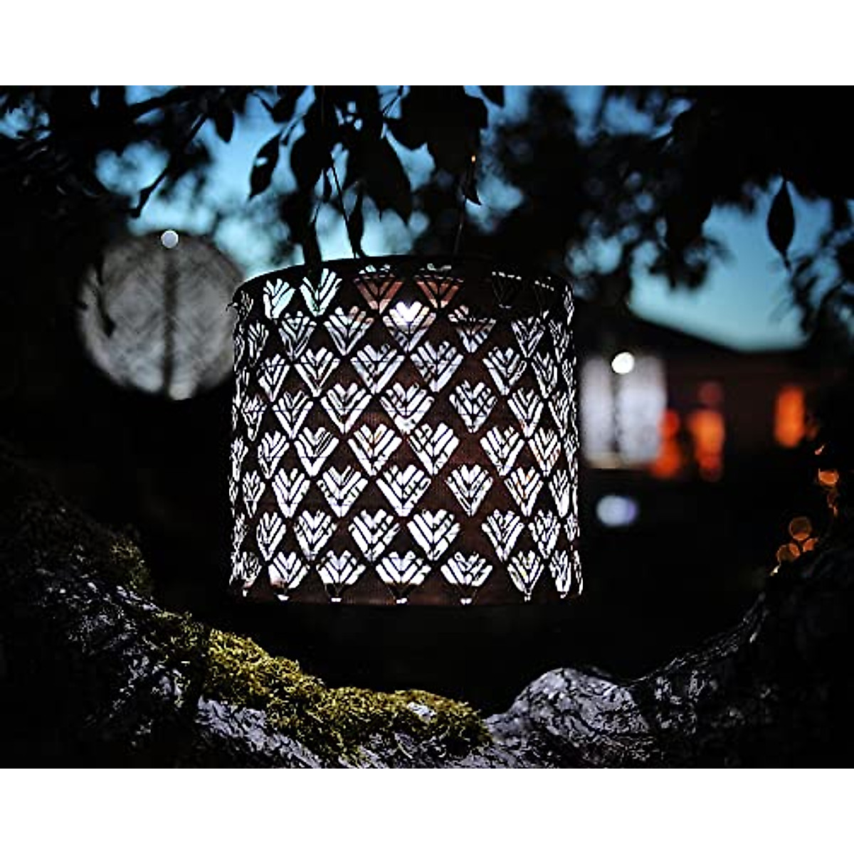 Allsop Home and Garden Soji Stella Drum LED Outdoor Solar Lantern, Handmade with Weather-Resistant Fabric for Patio or Garden, Color (Copper)