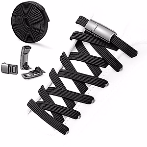 Aiboxin 2 Pairs No Tie Elastic Flat Shoe Laces for Sneakers, Stretch Shoelaces for Kids & Adults, Tieless Shoes Strings