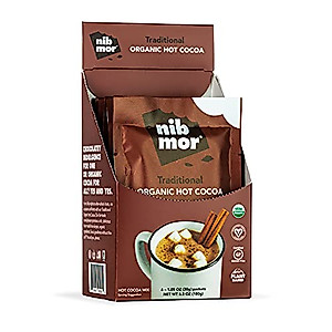 nib mor Vegan Hot Chocolate Packets or Cold Drinking Chocolate Mix | Traditional | Pack of 12 Satchets | Gluten Free, Organic Hot Cocoa