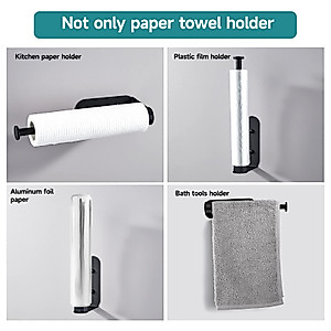 FVITA Paper Towel Holder Under Cabinet Wall Mount Paper Towel Holder Under Cabinet Self-Adhesive for Kitchen Black