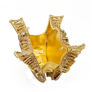 Boutique De FGG Women Swan Clutch Crystal Evening Bags Wedding Party Dinner Ladies Rhinestone Minaudiere Handbag (Small,Gold)