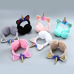 ZTL Unicorn Earmuffs for Girls Kids Women Soft Plush Ear Warmers Winter Ear Muffs