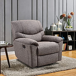 Manual Handel Adjustable Fabric Single Recliners Sofa Padded Seat and Back Chair for Living Room, Bedroom and Home Theater Seating (Brown)