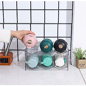 PEFWO Water Bottle Organizer, Stackable Cup Organizer for Cabinet, Water Bottle Holders for Kitchen Countertop, Tabletop, Pantry, Refrigerator -2 Packs, Hold 6 Bottles