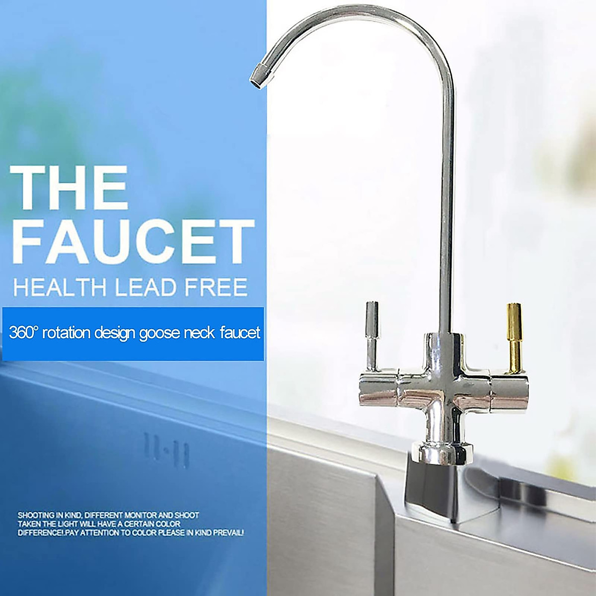 HOT Cold Double Holes Faucet Tap,plplaaoo Drinking Water Faucet,1/4inch Double Holes Sink Faucet Tap Chrome Reverse Osmosis RO Drinking Water Filter Fits All Under Counter Water Filter Systems.,