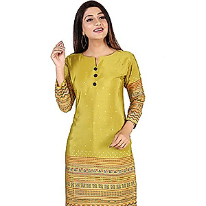 Indian Tunic Tops for Women Long India Kurta Party Wear Silk Kurtis (Green, 3XL)