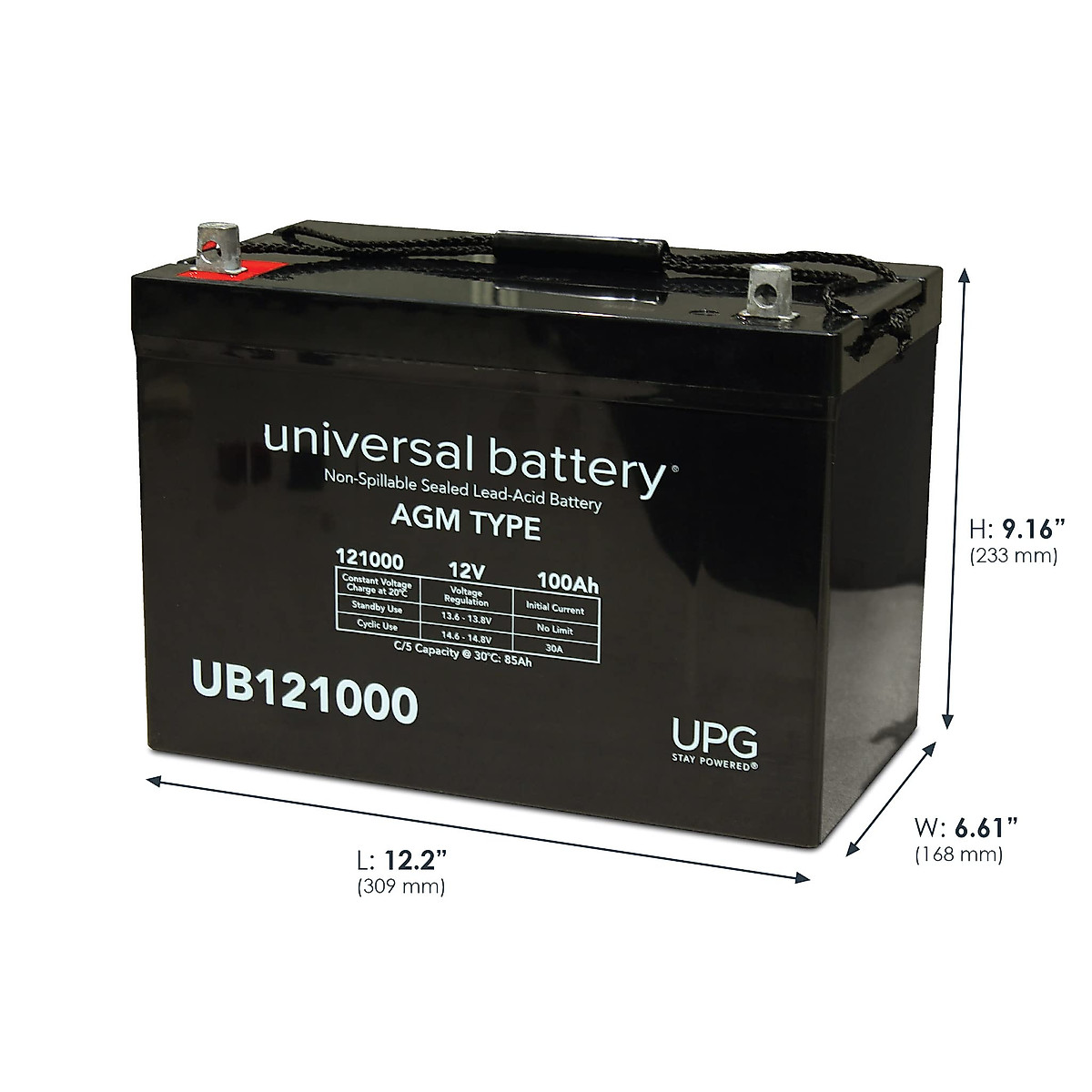 UPG Universal Power Group 12V 100Ah Solar Wind AGM SLA DEEP Cycle VRLA Battery 12V 24V 48V
