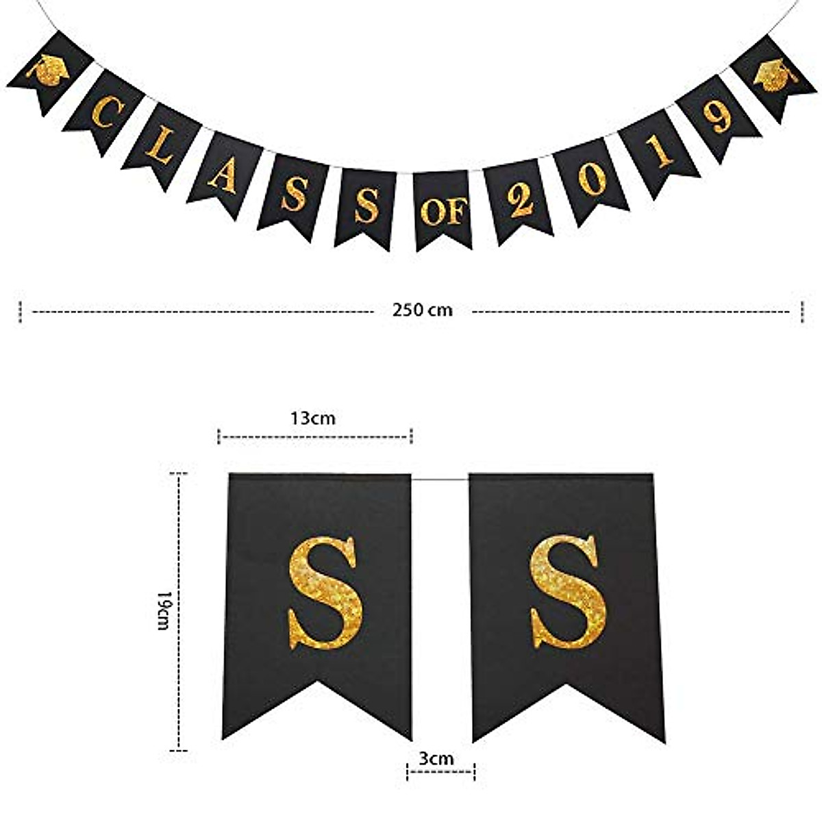Shimmer Gold Black Congratulations Banner for 2021 Graduatoin Party Decoration Swallowtail Pennant Flags Bunting Hanging Congrats Sign for New Job Promotion Retirement Team Parties- No DIY Needed
