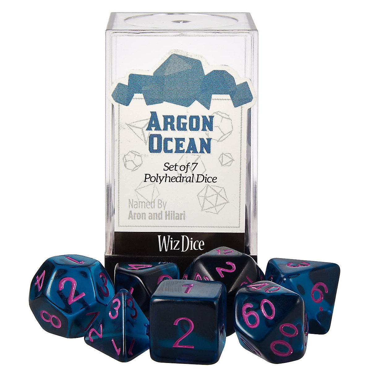 Series IV Set of 7 Tabletop RPG Dice - 7 Different Polyhedral Role Playing Dice per Set - TTRPG DND Dice - Argon Ocean