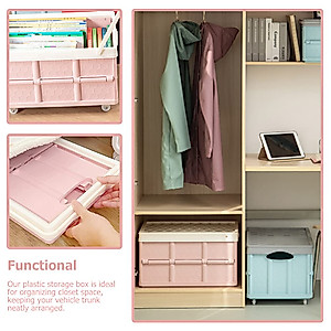 Cabilock Grocery Cart Foldable Storage Bin Collapsible Storage Box Lidded Clothes Storage Box Utility Wagon Beach Camping Garden Shopping Cart with Wheel for Grocery Container Pink