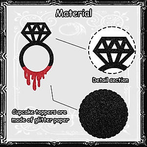 Wonmelody 3pcs Gothic Diamond Ring Banner Blood Ring Garland Gothic Bachelorette Banner Death Do Us Bride or Die Bachelorette Decor Rip Single Life Engagement for Gothic Bride to Be Bridal Shower